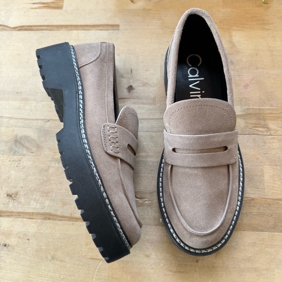 Calvin Klein | Shoes | Calvin Klein Suzie Tan Suede Leather Chunky Lug ...